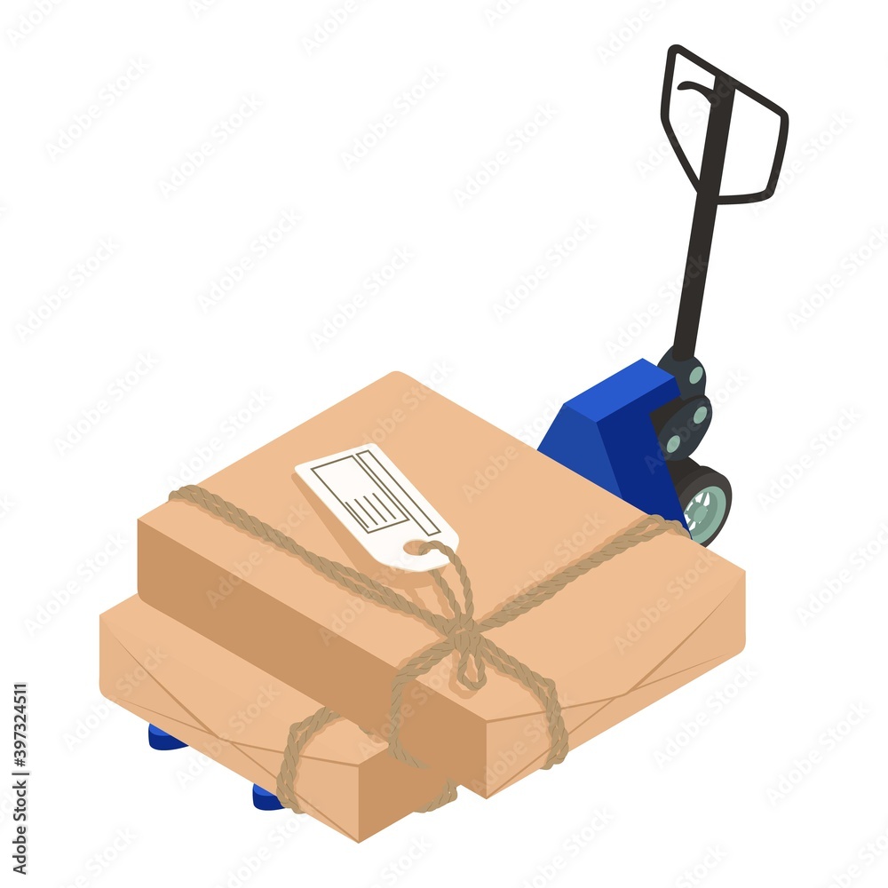 Pallet truck icon. Isometric illustration of pallet truck vector icon ...