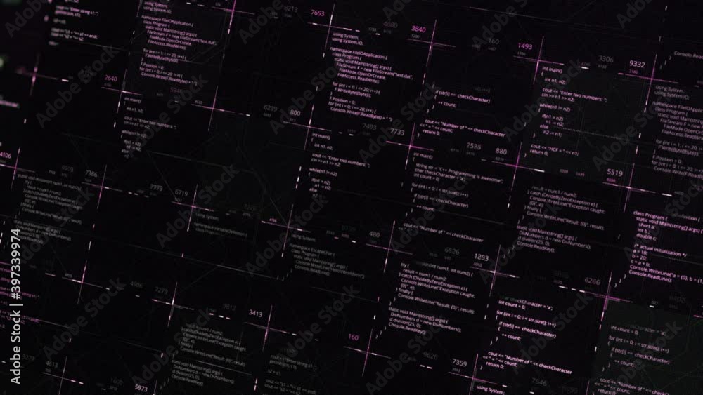 Hacking Code Animation On Lack Abstract Computer Monitor Animation