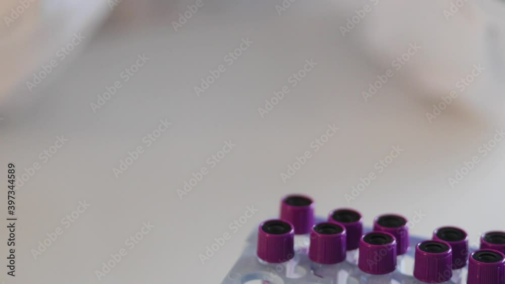 Process of coronavirus testing examination by nurse medic in laboratory ...
