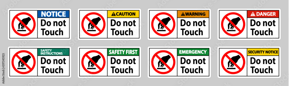 Do Not Touch Symbol Sign Isolate On White Background Stock Vector ...