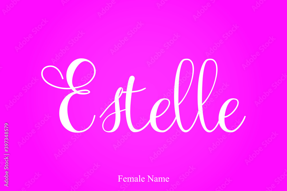 Estelle Female Name Hand Lettering Typescript Calligraphy Text On Pink ...