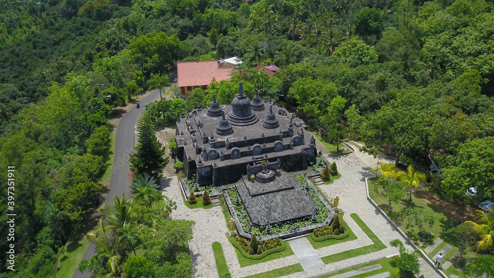 buddhist temple Brahma Vihara Arama with statues gods. aerial view ...