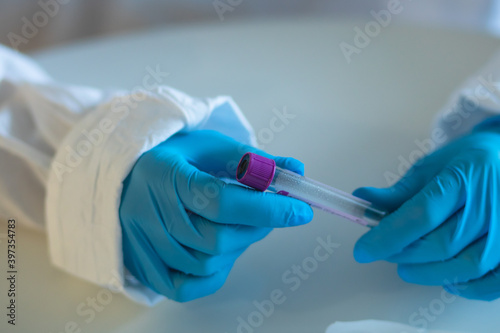 Process of coronavirus PCR antigen testing examination by nurse medic ...