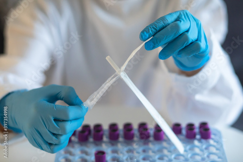 Process of coronavirus PCR antigen testing examination by nurse medic ...