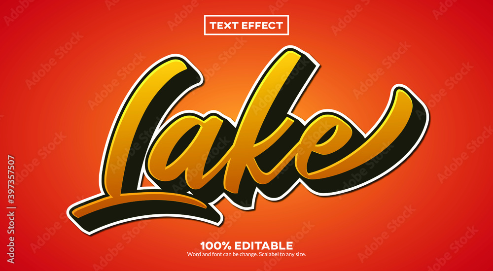 Lake Retro Text Effect Stock Vector | Adobe Stock