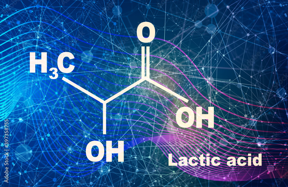 Lactic acid molecule. Structural chemical formula. Infographics ...