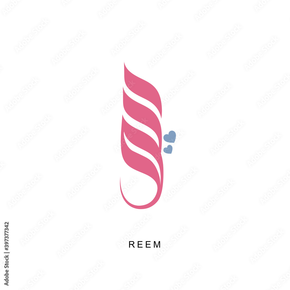 Arabic Calligraphy "Reem" Name, a unique hand drawn vector design ...