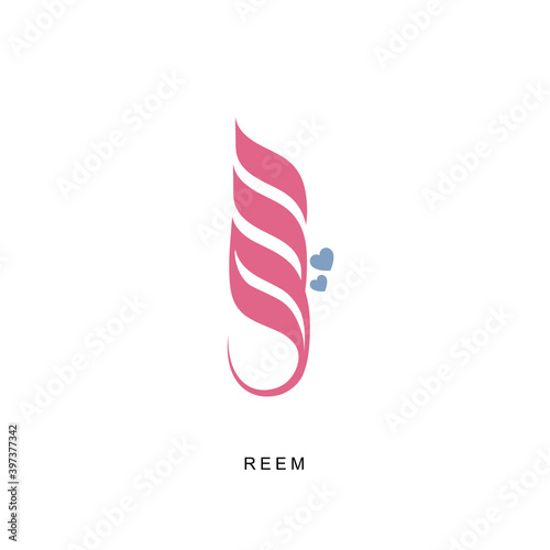 Arabic Calligraphy "Reem" Name, a unique hand drawn vector design ...