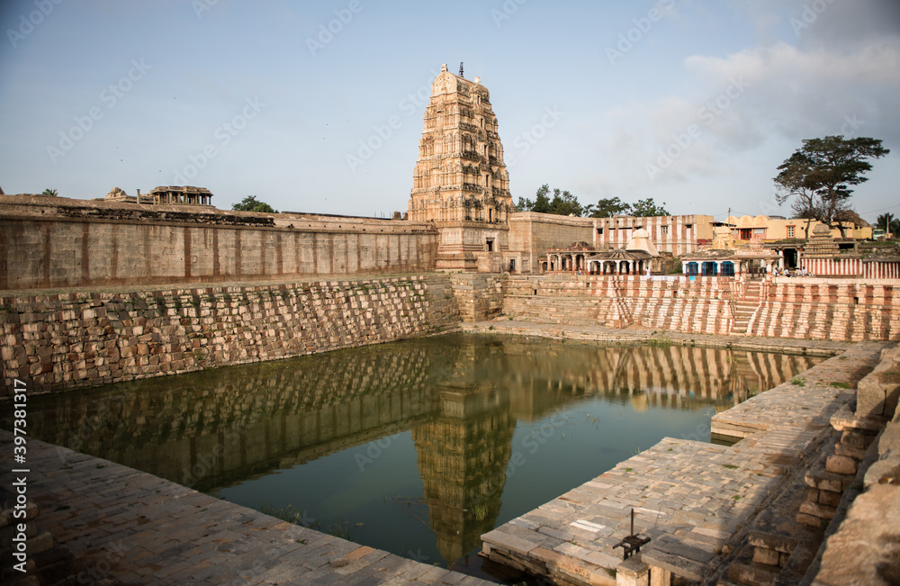 Reflection of Temple in Hampi Stock Photo | Adobe Stock