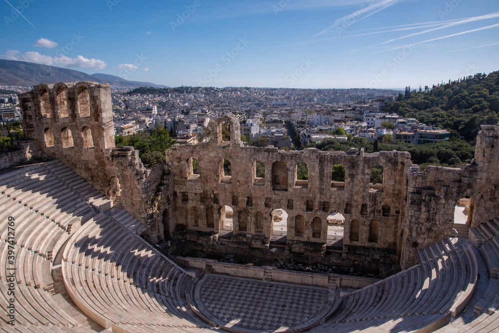 Ancient Odeon of Herodes Atticus theater - amphitheater of Acropolis of ...