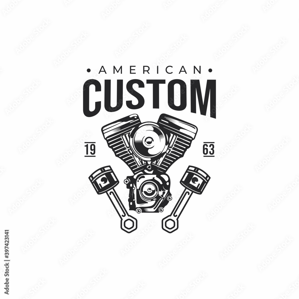 Custom retro vintage engine logo emblem Stock Vector | Adobe Stock