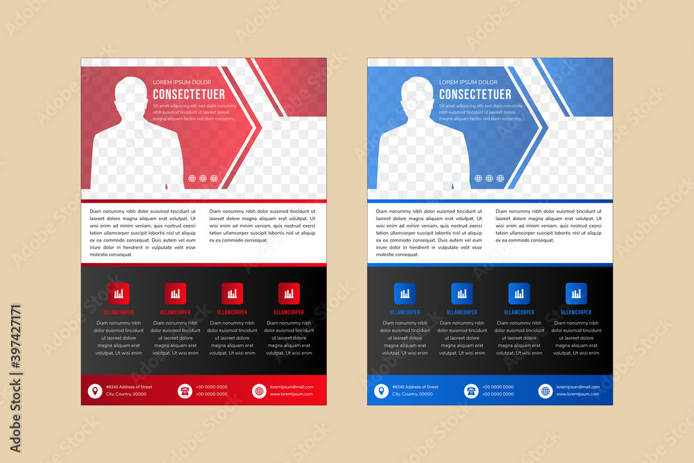 abstract geometric flyer template use horizontal layout. transparency ...