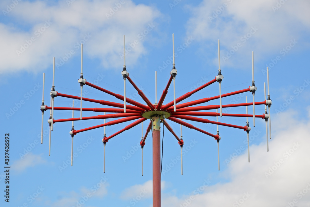Red airfield antenna with dipoles Stock Photo | Adobe Stock