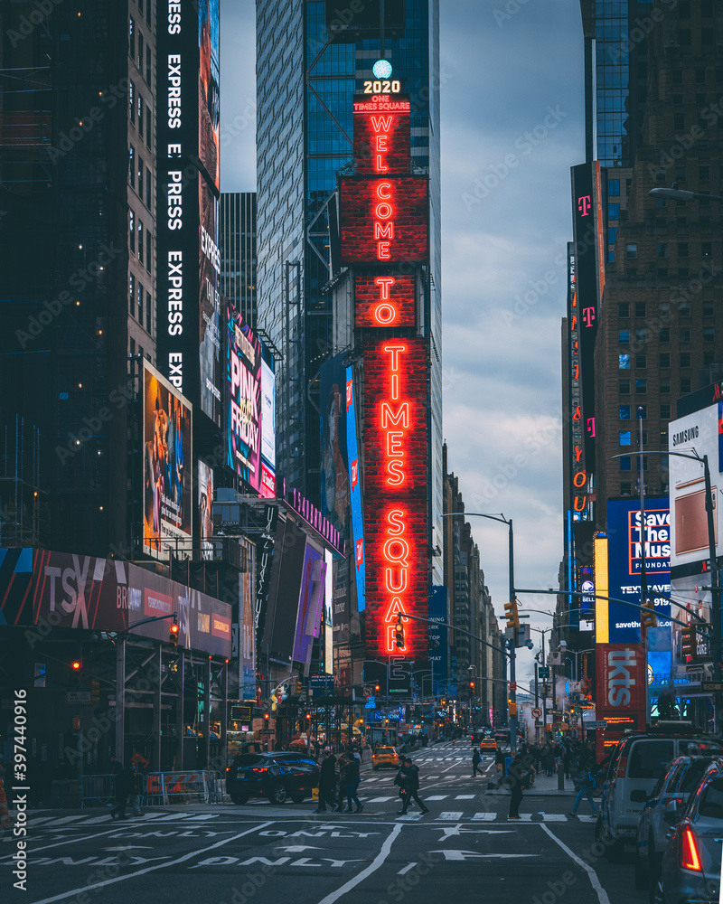 Welcome to Times Square sign in Midtown Manhattan, New York City Stock ...