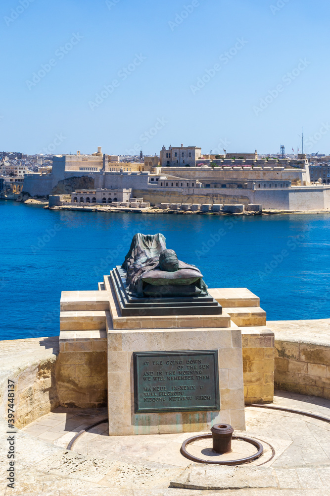 Stockfoto Part of the Siege Bell memorial in Valletta, Malta is a ...