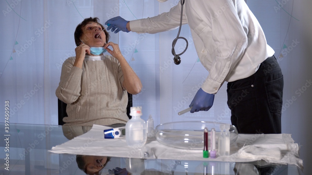 Europe, Italy , Milan - Doctor visits and make vaccine and swab test to ...