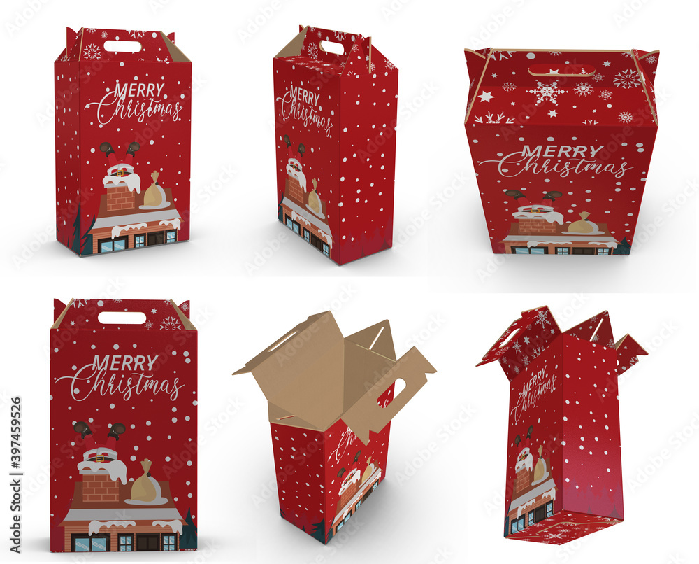 3D rendering - High resolution image white christmas box with design ...