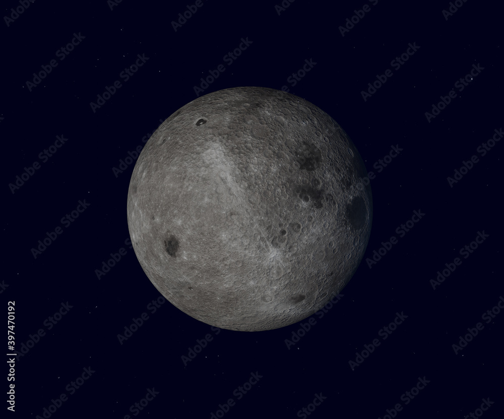 The reverse side of the moon. Full moon on dark night sky background ...