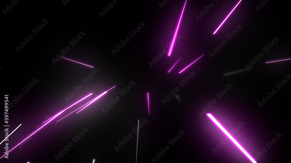 Glowing Multi color neon laser lines Shining particles string flow ...