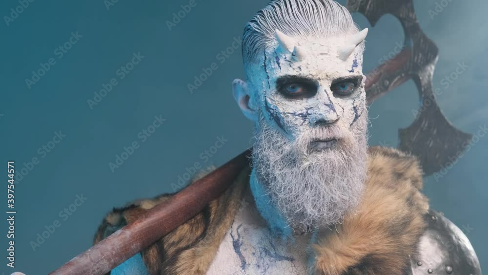 Mystic and dangerous king of the dead with pale skin in light armour ...