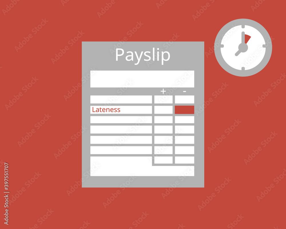 Salary Deduction for late in payslip vector Stock Vector | Adobe Stock