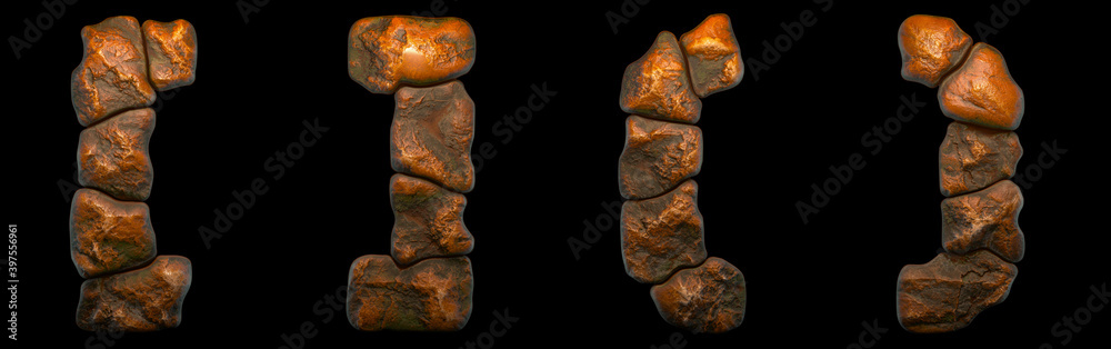 Set of rocky symbols left and right square bracket and left, right ...