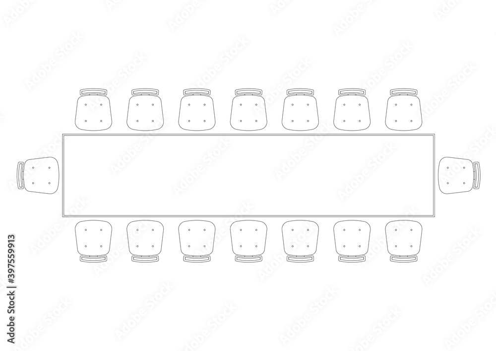CAD drawing of square banquet table complete with single chairs around ...
