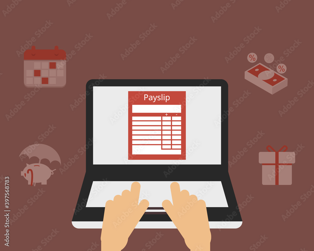 calculate payroll manually and get pay slip vector Stock Vector | Adobe ...