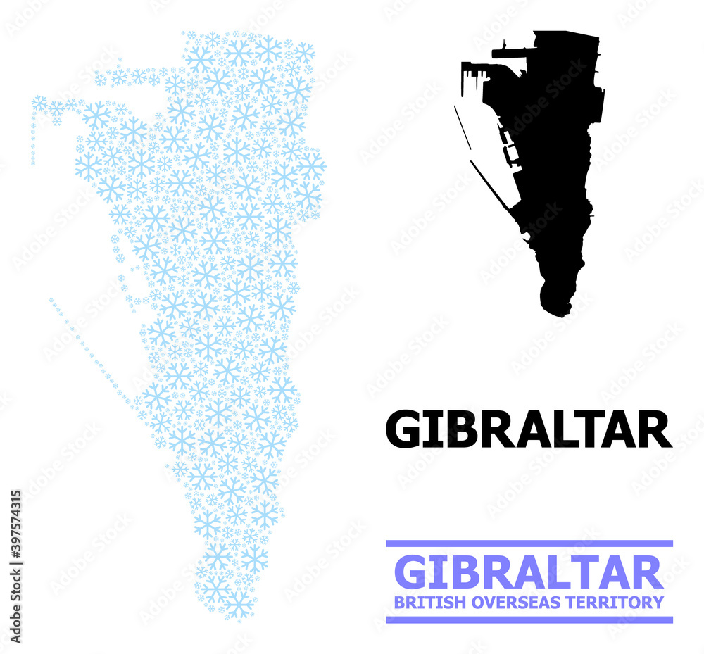 Vector mosaic map of Gibraltar done for New Year, Christmas celebration ...