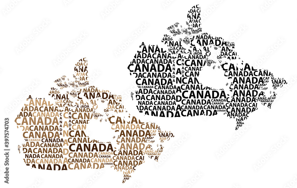 Sketch Canada letter text map, Canada - in the shape of the continent ...