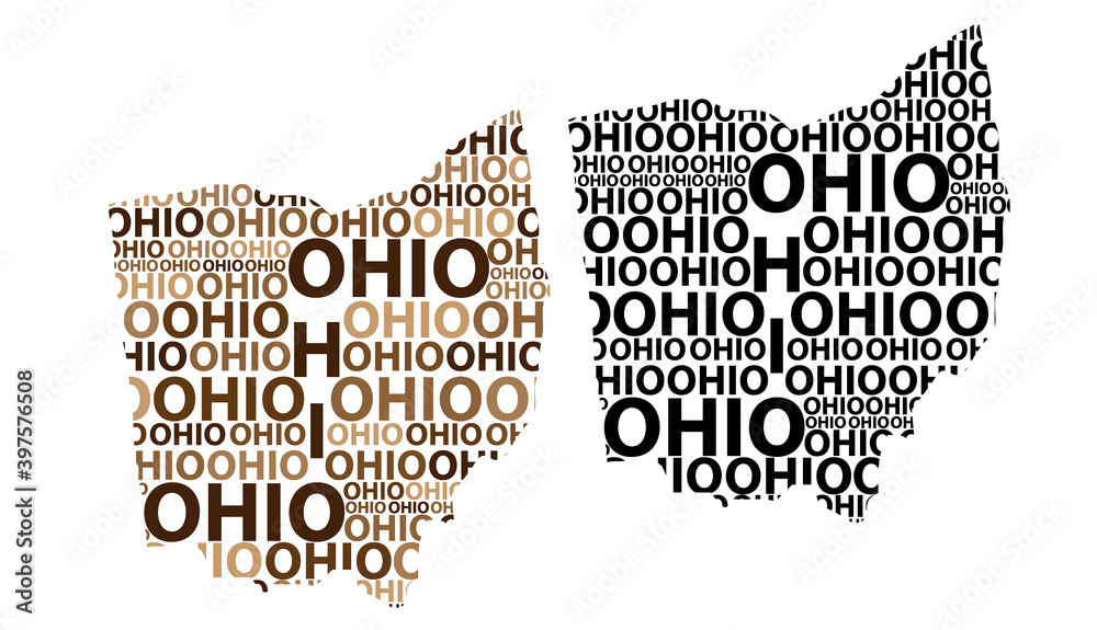 Sketch Ohio (United States of America) letter text map, Ohio map - in ...