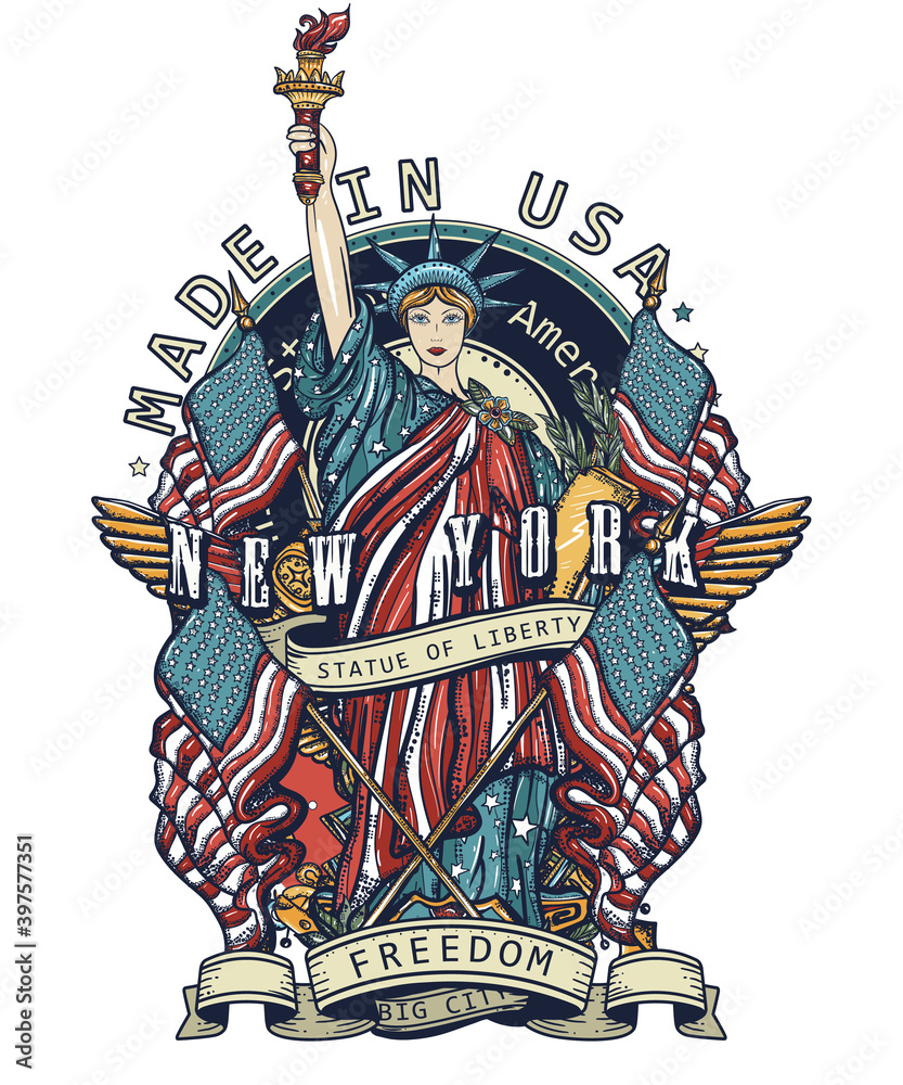 Statue of liberty art. United States of America. Patriotic concept. New ...