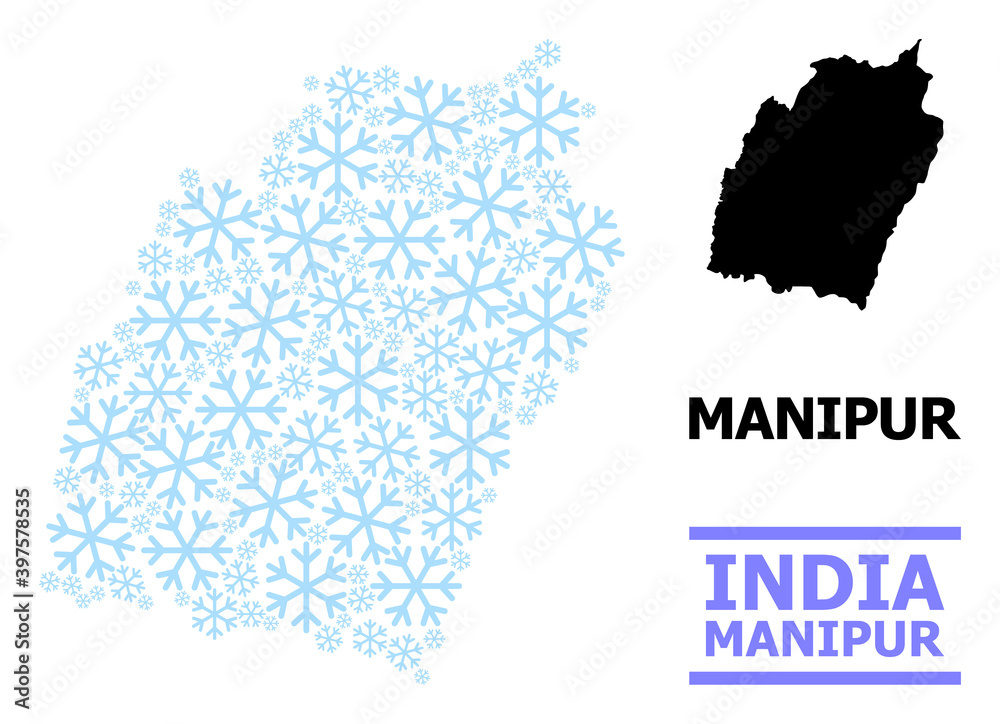 Vector mosaic map of Manipur State organized for New Year, Christmas ...