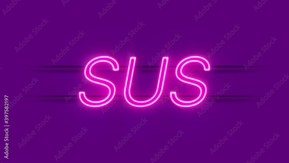 Sus neon sign appear on violet background. Loop animation of retro neon ...