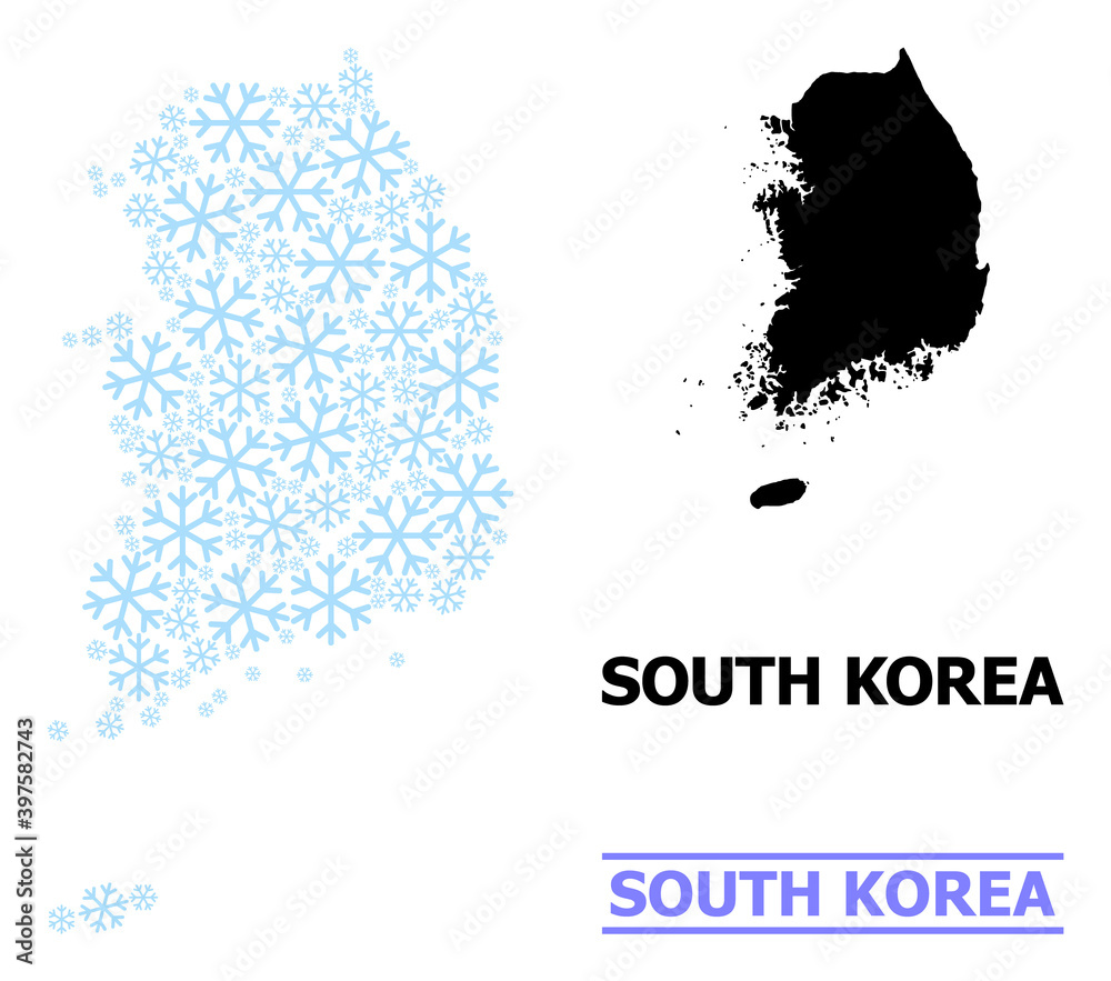 Vector collage map of South Korea combined for New Year, Christmas ...