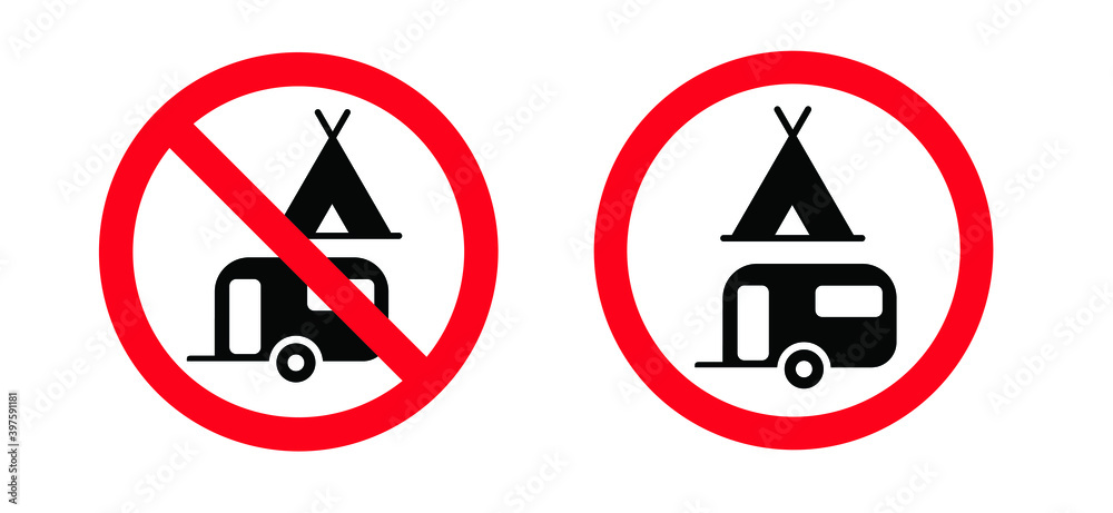 No camper. No camping icon. Silhouette of a trailer, a house on wheels ...