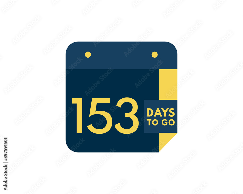 153 days to go calendar icon on white background, 153 days countdown ...