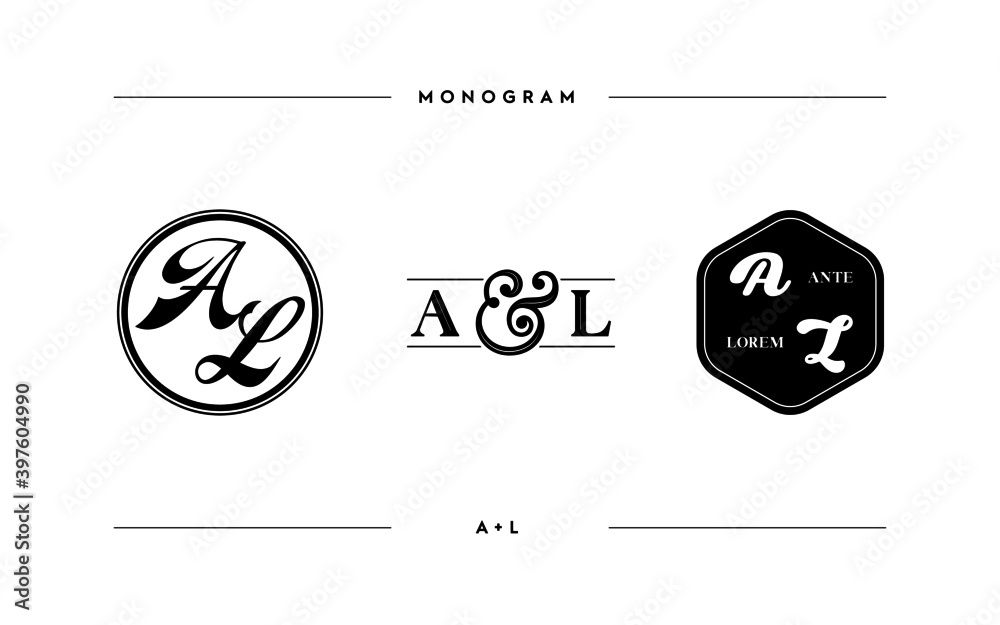Monogram design template of letter A and L isolated on a white ...