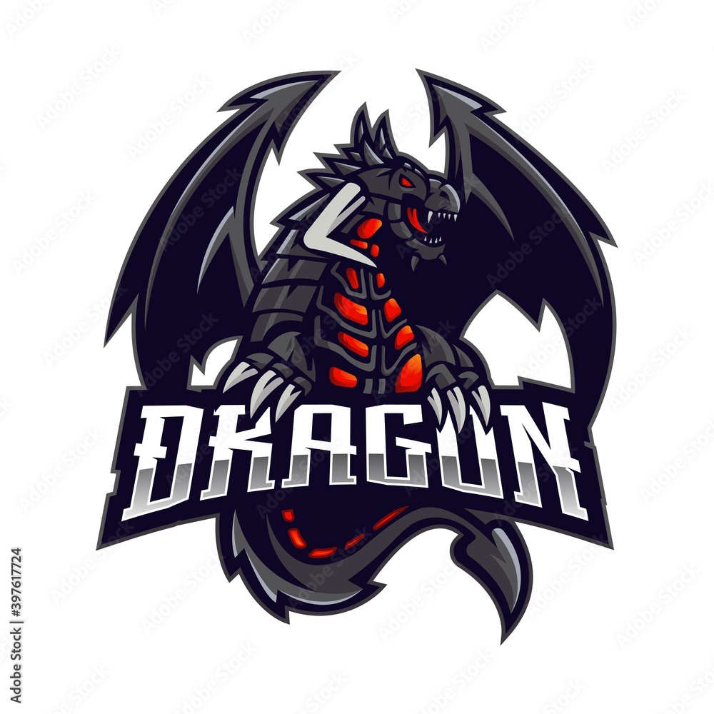 Dragon mascot logo design vector with modern illustration concept style ...