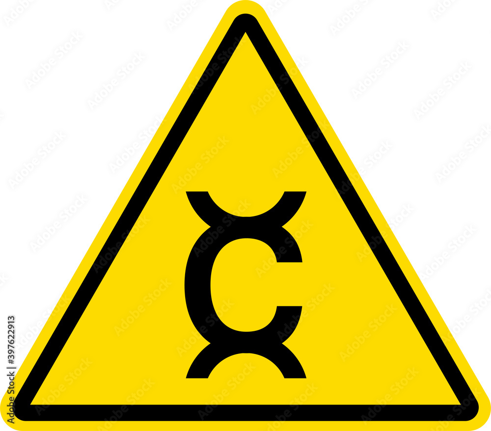 Carcinogen warning sign.Yellow triangle background. Safety signs and ...