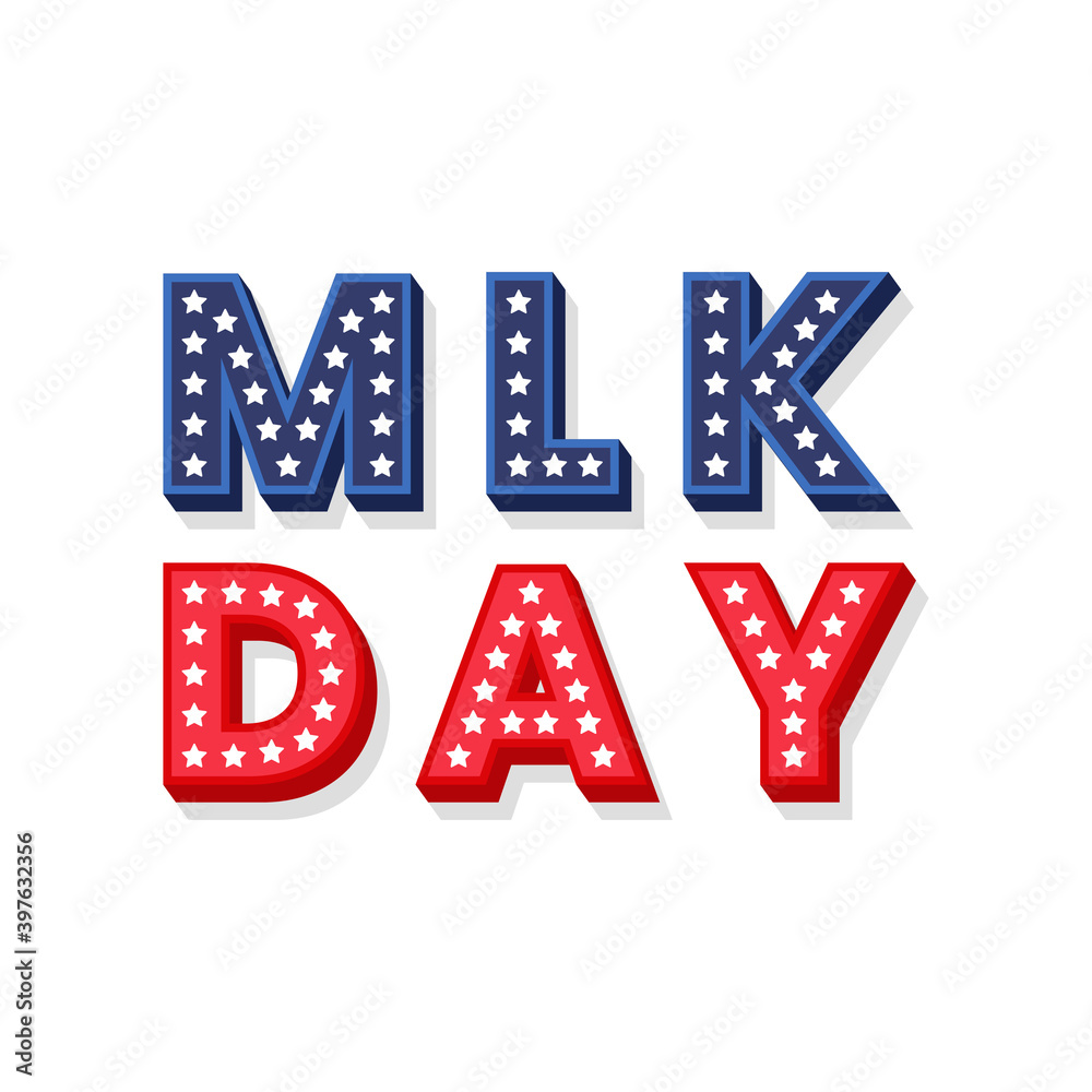 Martin Luther King Jr. decorative dimensional text design with stars ...