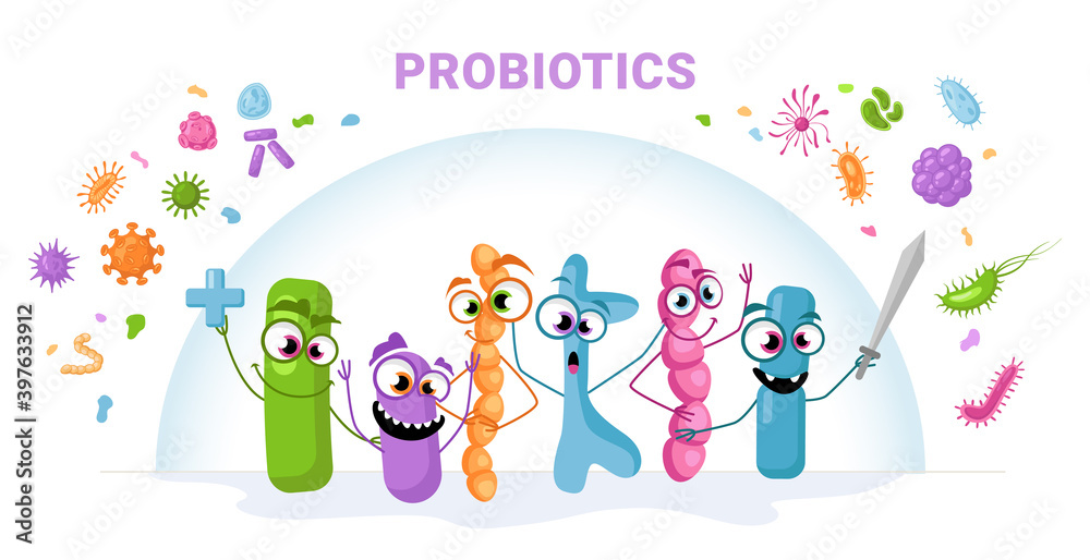 Funny characters probiotics protect against viruses and bacteria ...