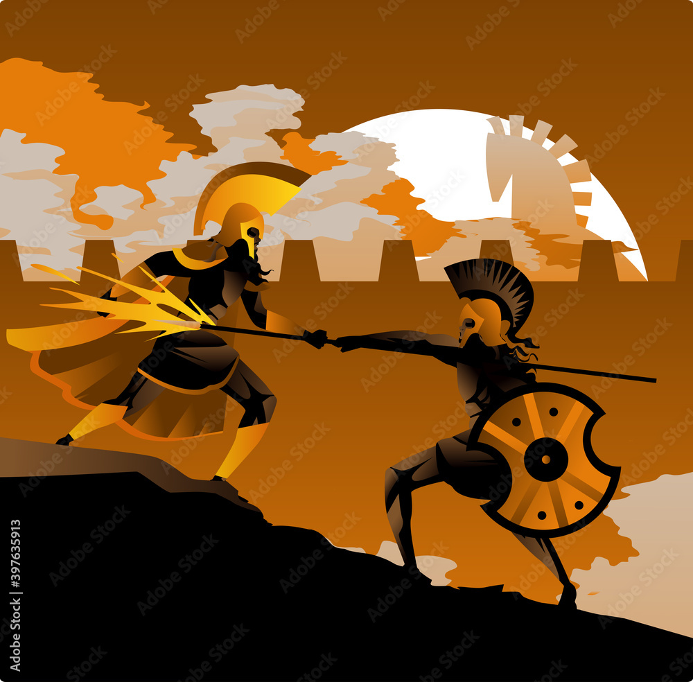 greek mythology Diomedes warrior on troy war fighting Ares god Stock ...