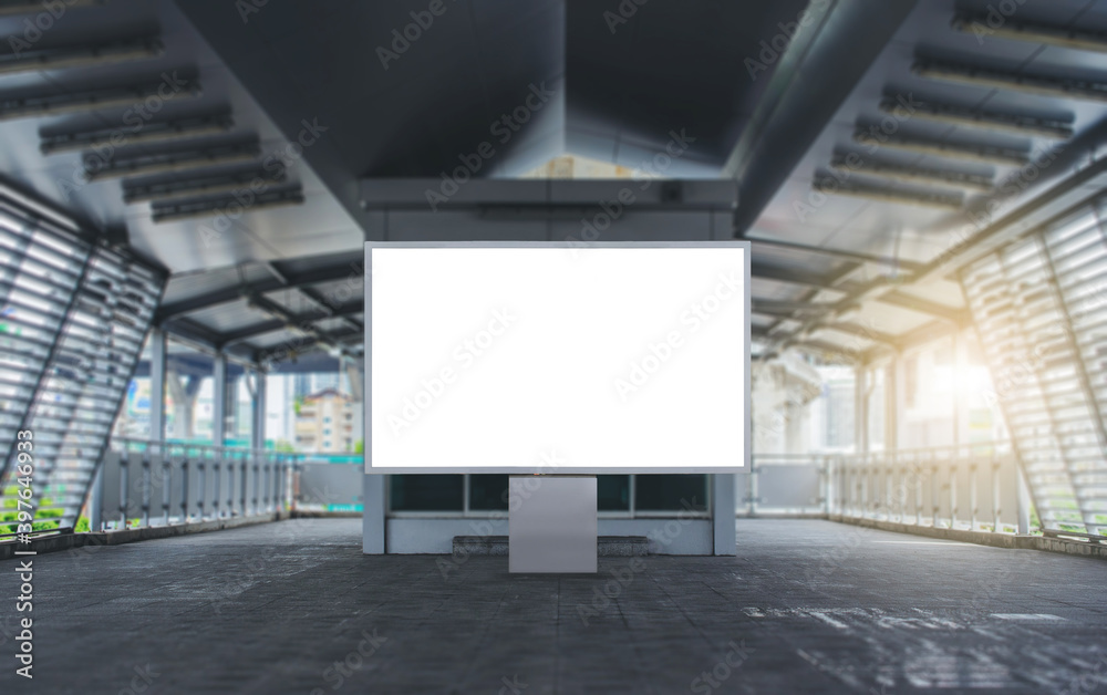 large blank advertise billboard white LED screen vertical on big pole ...