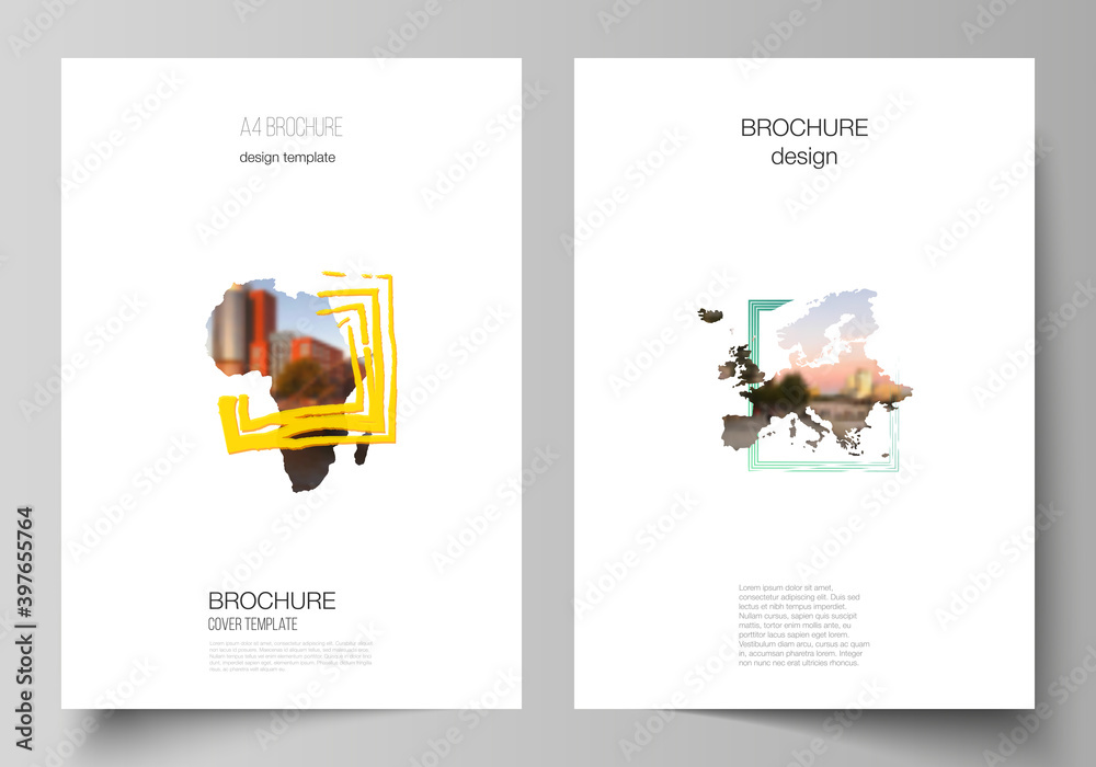 Vetor de Vector layout of A4 cover mockups templates for brochure ...