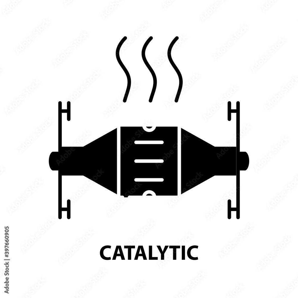 catalytic icon, black vector sign with editable strokes, concept ...