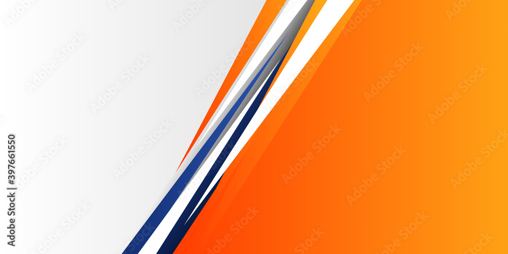 High contrast blue and orange white glossy stripes. Abstract tech ...