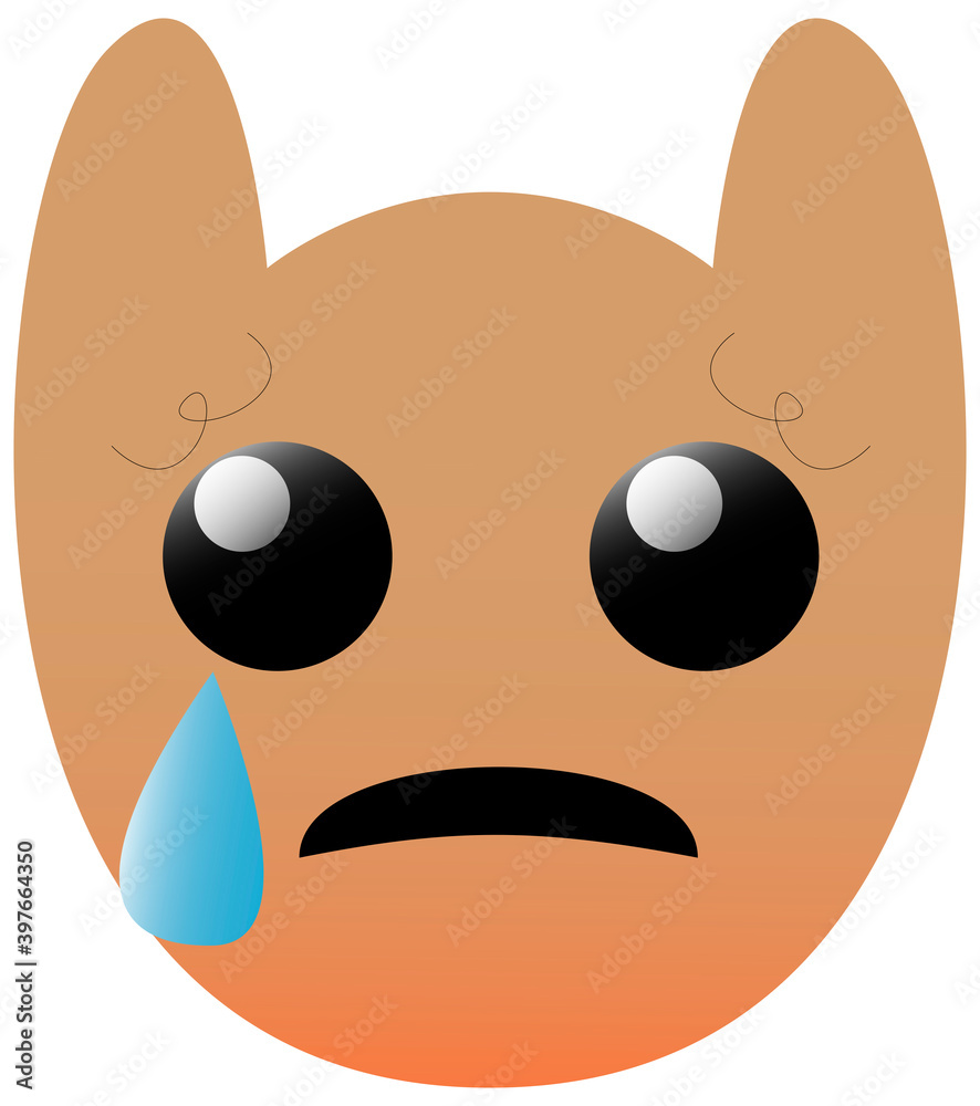 crying owl face emoticon with tear isolated on white Stock Vector ...