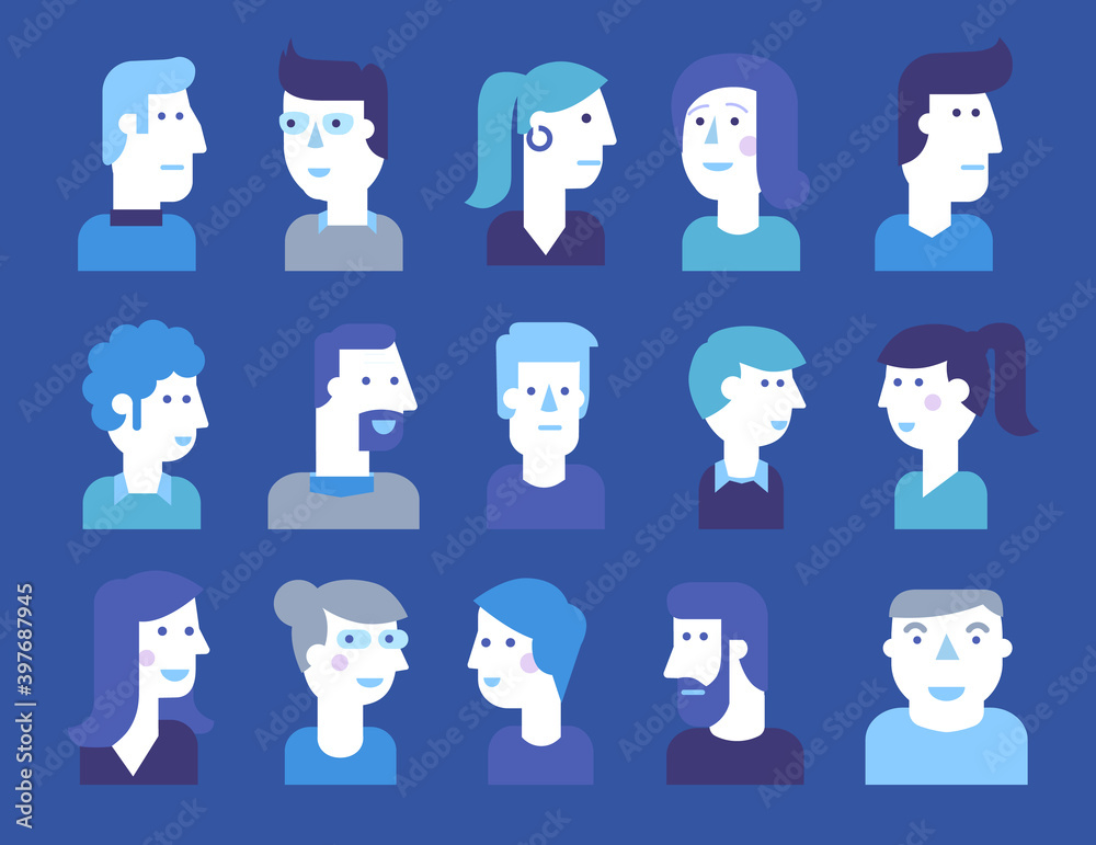 Vector set of material cartoon avatars. Characters for web Stock Vector ...