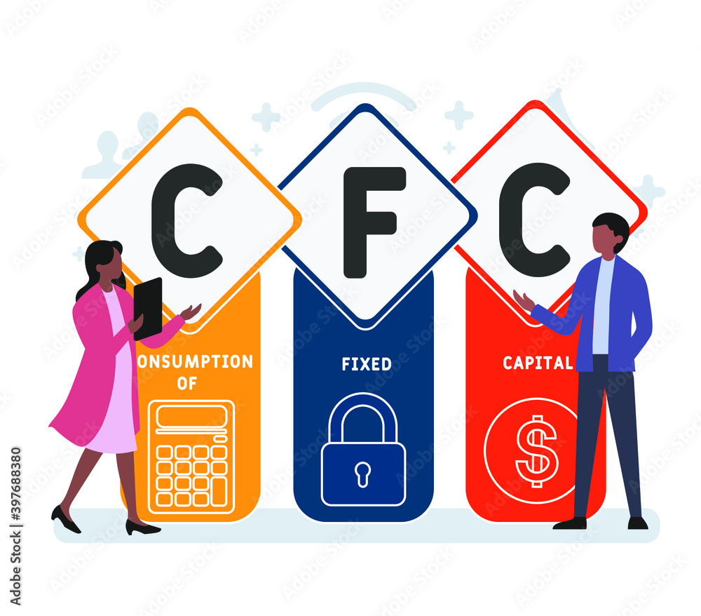 Flat design with people. CFC - Consumption of fixed capital acronym ...